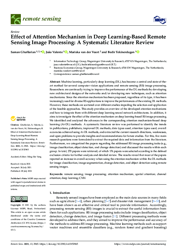 (PDF) Effect of Attention Mechanism in Deep Learning-Based Remote Sensing Image Processing: A ...