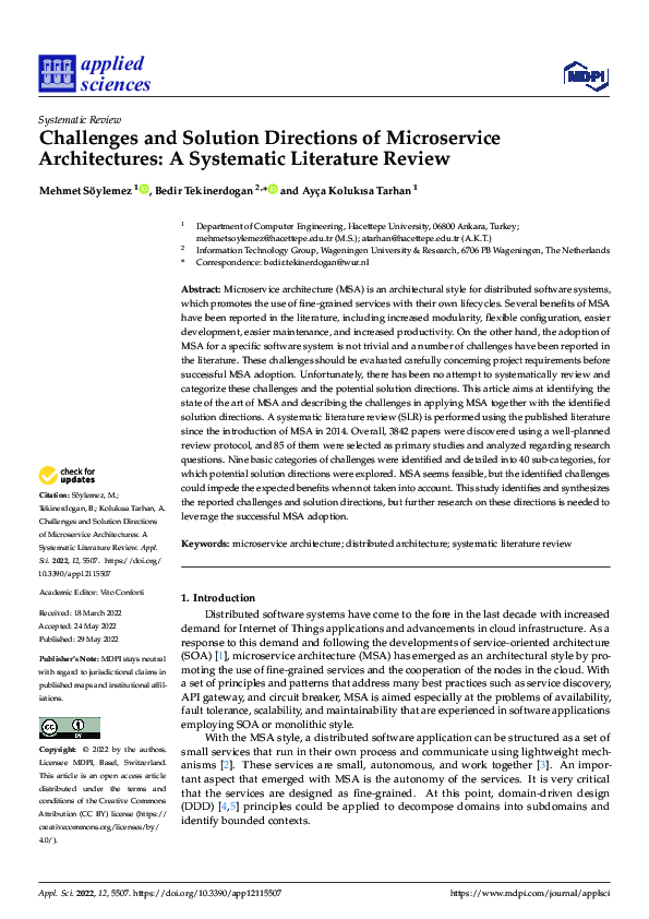 (PDF) Challenges and Solution Directions of Microservice Architectures ... (PDF) Challenges and Solution Directions of Microservice Architectures ...