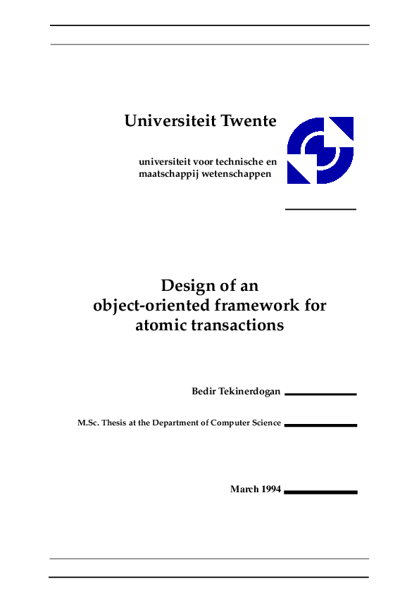 Pdf The Design Of An Object Oriented Framework For Atomic Transactions