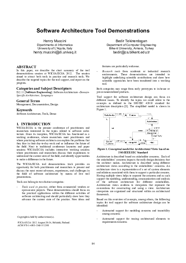 (PDF) Software architecture tool demonstrations