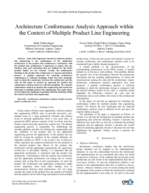 Pdf Architecture Conformance Analysis Approach Within The Context Of