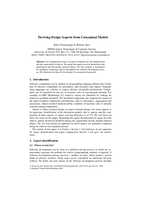 (PDF) Deriving Design Aspects from Conceptual Models