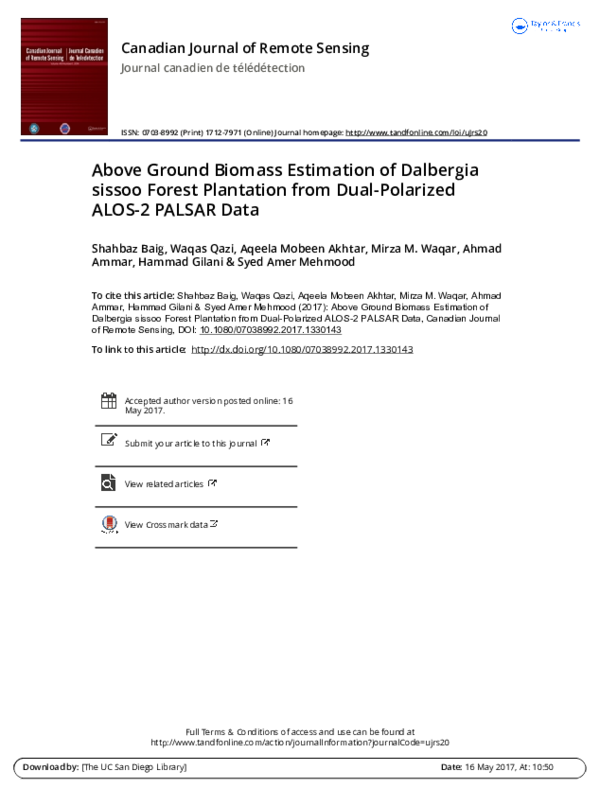 (PDF) Above Ground Biomass Estimation of Dalbergia sissoo Forest ...