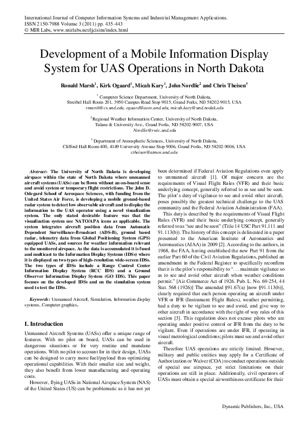 (PDF) Development of a mobile information display system for UAS operations in North Dakota