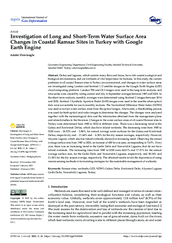 (PDF) Investigation of Long and Short-Term Water Surface Area Changes ...