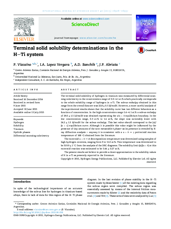 (PDF) Terminal solid solubility determinations in the H–Ti system