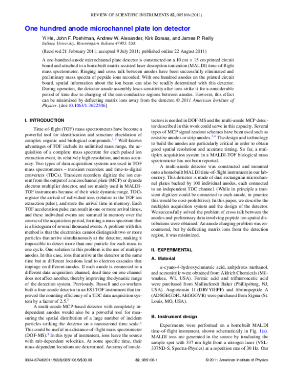(PDF) One hundred anode microchannel plate ion detector