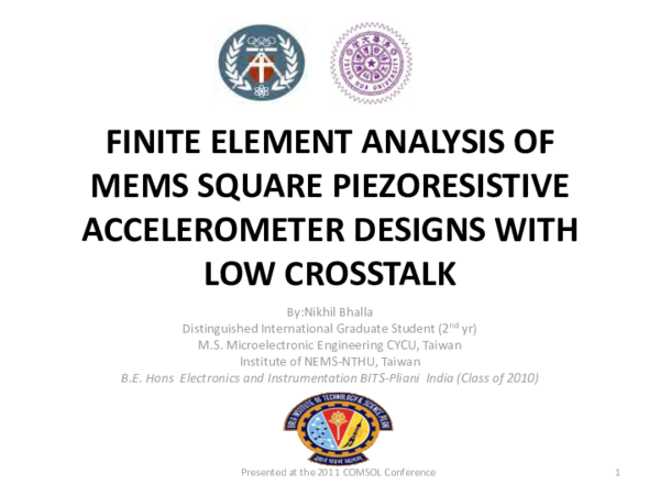 (PDF) Finite element analysis of MEMS square piezoresistive accelerometer designs with low crosstalk