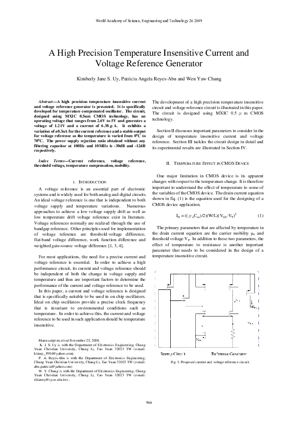 (PDF) A High Precision Temperature Insensitive Current And Voltage ...
