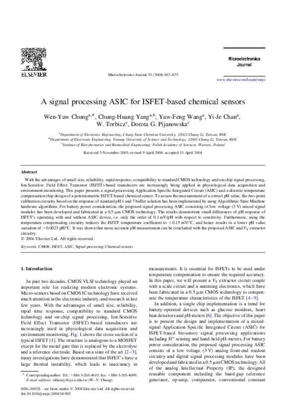 (PDF) A signal processing ASIC for ISFET-based chemical sensors