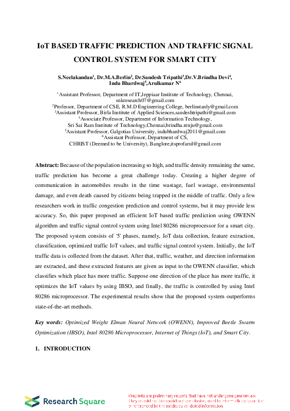Pdf Iot Based Traffic Prediction And Traffic Signal Control System