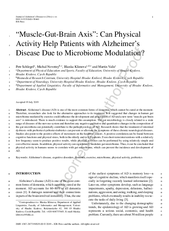 (PDF) “Muscle-Gut-Brain Axis”: Can Physical Activity Help Patients with ...