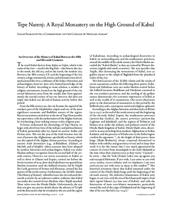 (PDF) Tepe Narenj: A Royal Monastery on the High Ground of Kabul, with ...