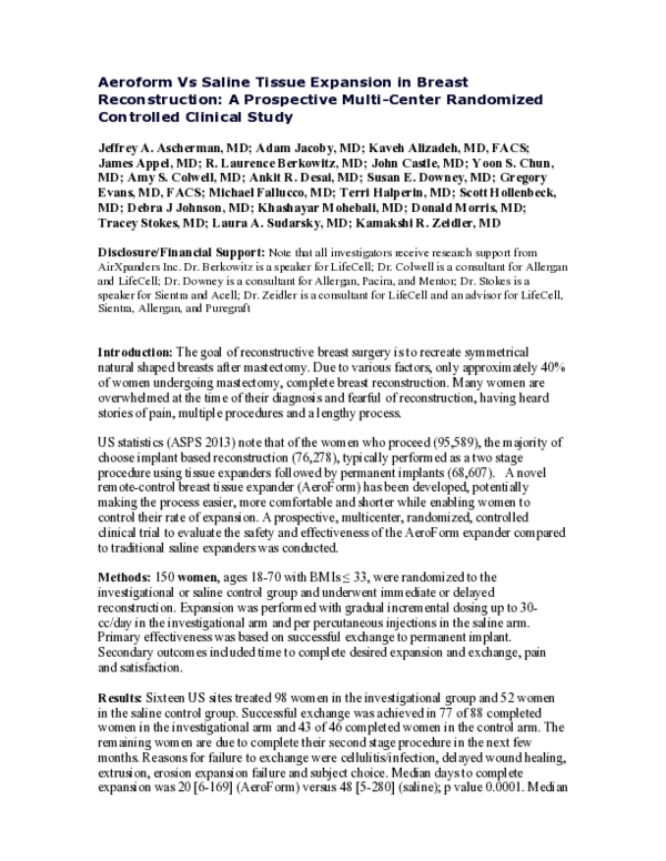 (PDF) Aeroform vs Saline Tissue Expansion in Breast Reconstruction: A ...
