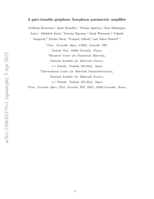 (PDF) A gate-tunable graphene Josephson parametric amplifier