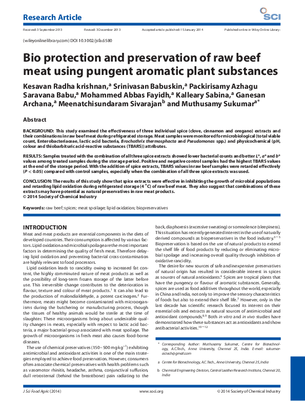 (PDF) Bio protection and preservation of raw beef meat using pungent ...
