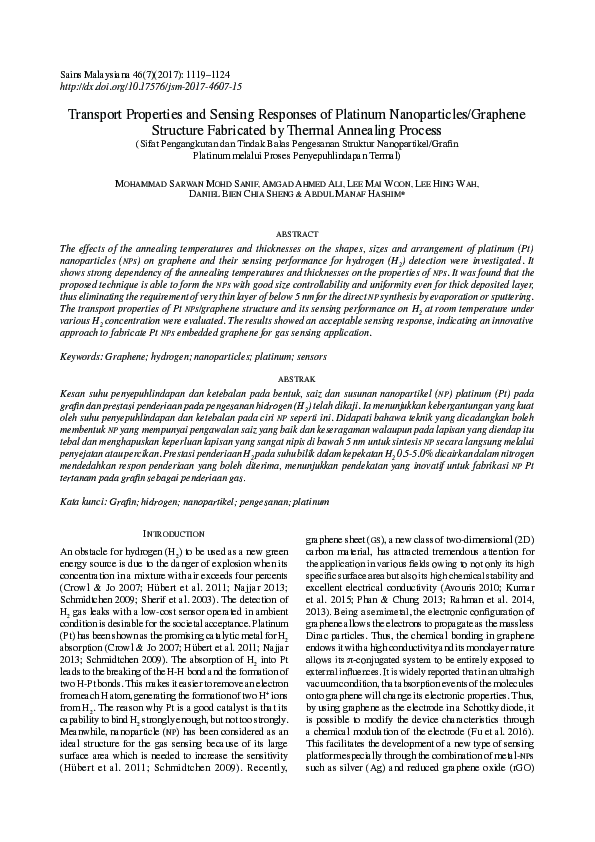 (PDF) Transport Properties and Sensing Responses of Platinum ...