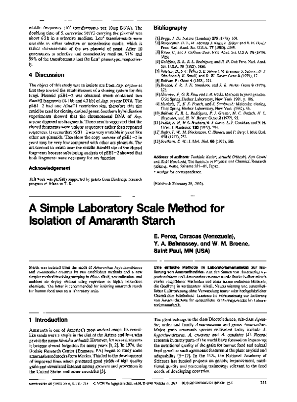 (PDF) A Simple Laboratory Scale Method for Isolation of Amaranth Starch