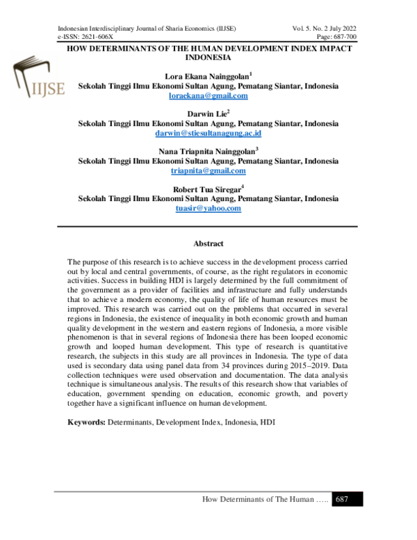 (PDF) How Determinants of the Human Development Index Impact Indonesia