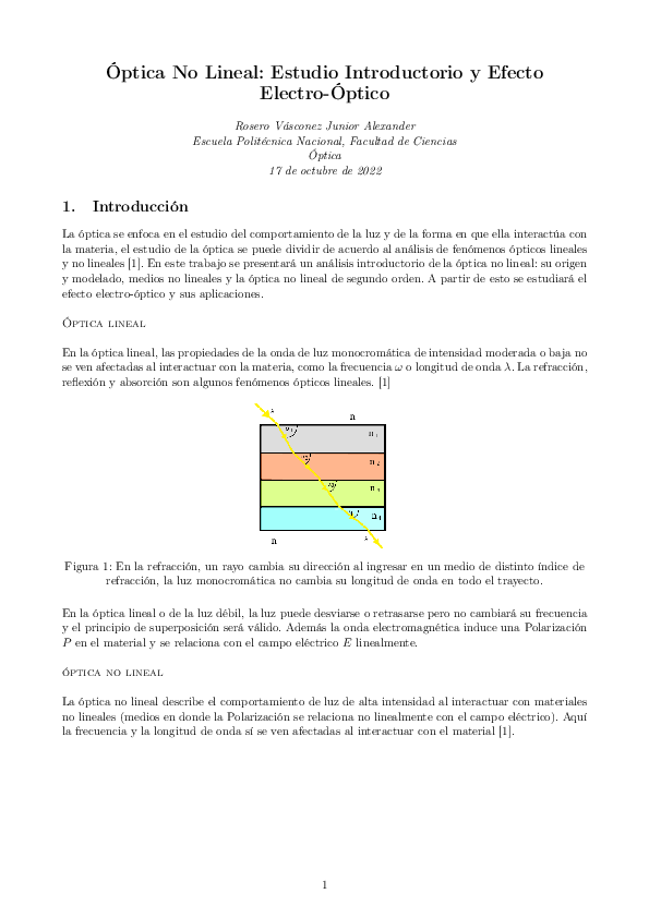(PDF) Óptica No Lineal: Estudio Introductorio y Efecto Electro-Óptico.