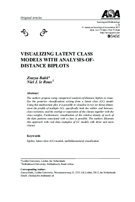 Pdf Visualizing Latent Class Models With Analysis Of Distance Biplots