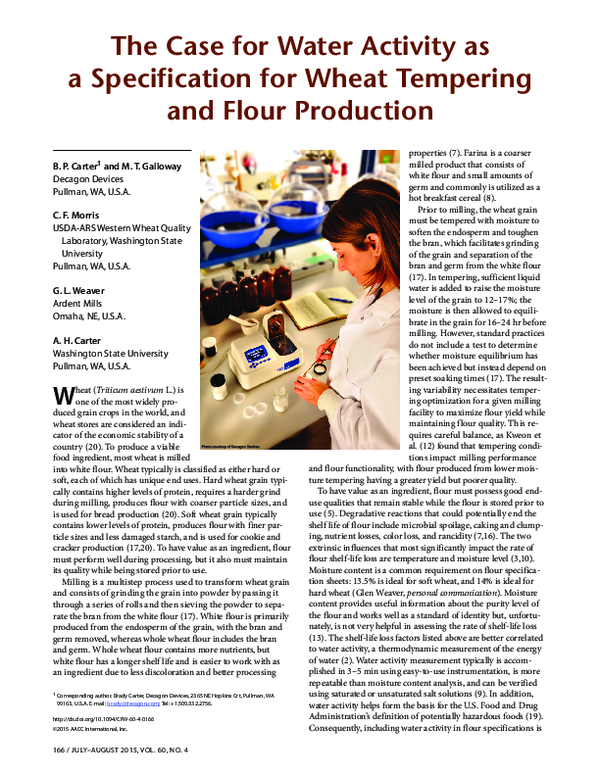 (PDF) The Case for Water Activity as a Specification for Wheat ...