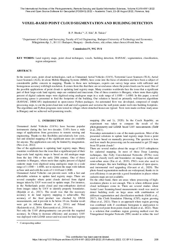 (PDF) Voxel-Based Point Cloud Segmentation and Building Detection