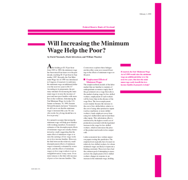(PDF) Will Increasing the Minimum Wage Help the Poor?