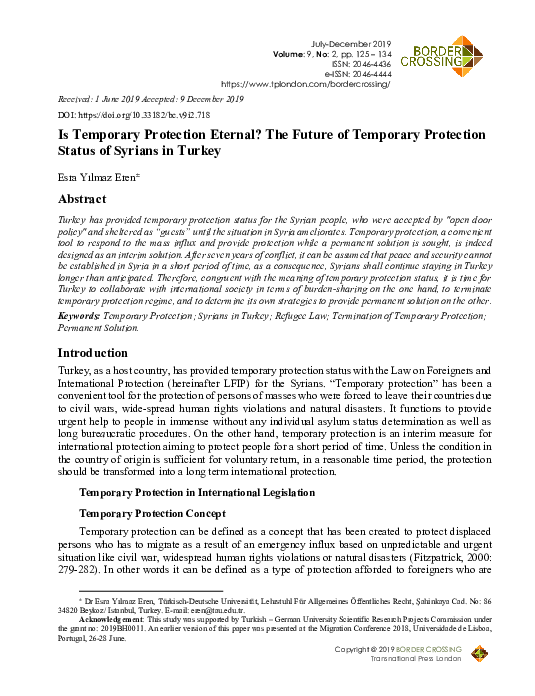 (PDF) Is Temporary Protection Eternal? The Future of Temporary ...