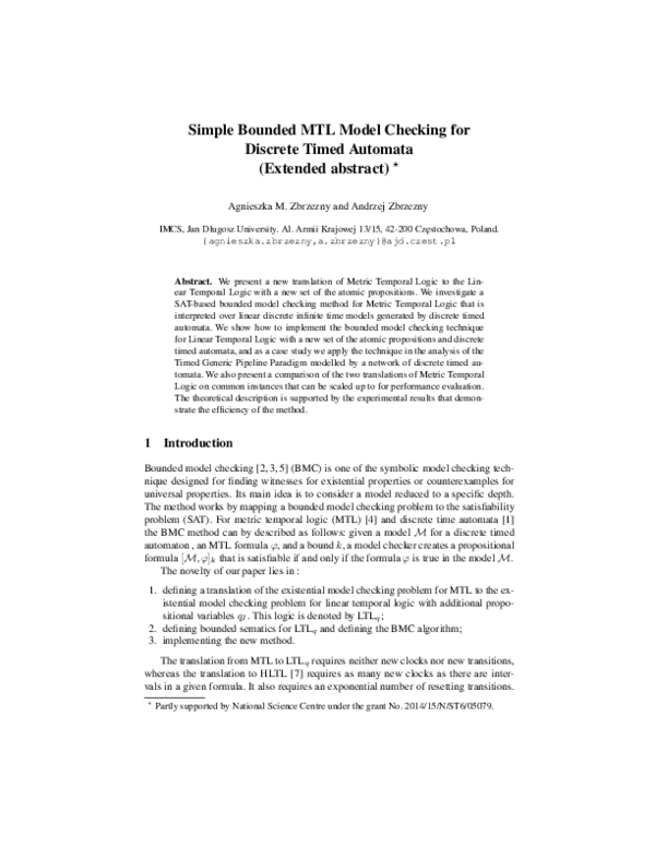 (PDF) Simple Bounded MTLK Model Checking for Timed Interpreted Systems