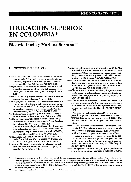 (PDF) Educación superior en Colombia