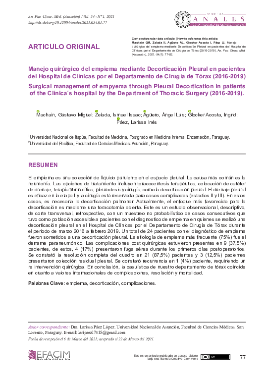(PDF) Surgical management of empyema through Pleural Decortication in ...