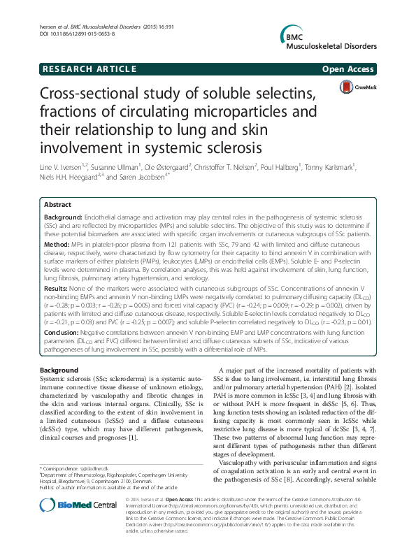 (PDF) Cross-sectional study of soluble selectins, fractions of ...