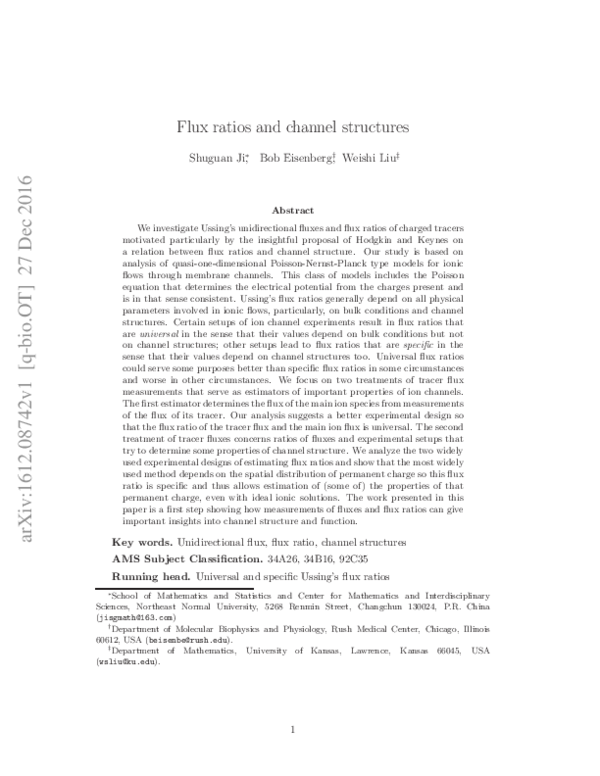 (PDF) Flux Ratios and Channel Structures