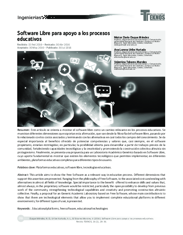 (PDF) Software libre para apoyo a los procesos educativos