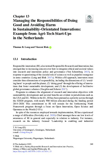 (PDF) Managing the Responsibilities of Doing Good and Avoiding Harm in ...