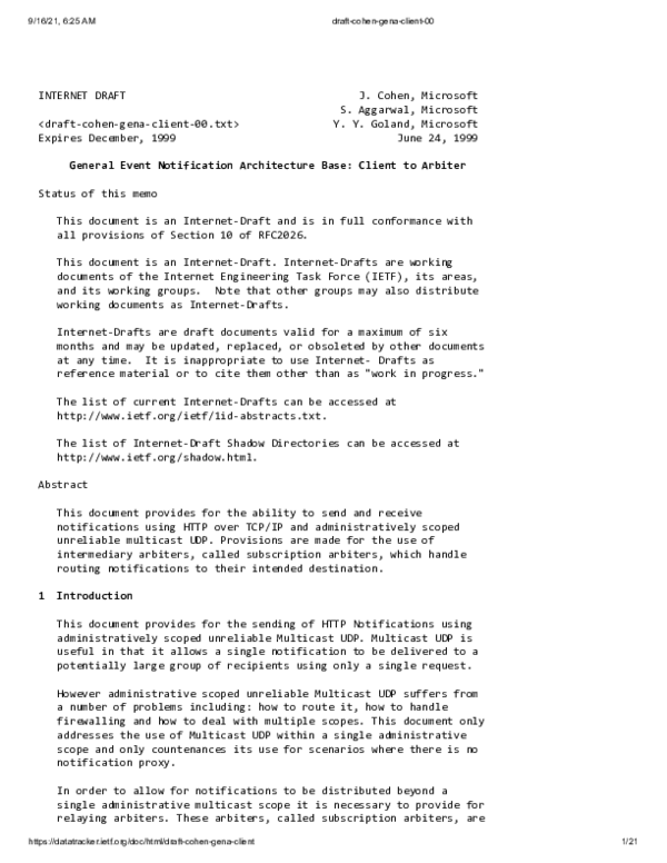 (PDF) General Event Notification Architecture Base: Client to Arbiter