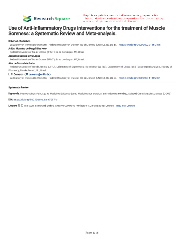 (PDF) Use of Anti-Inflammatory Drugs interventions for the treatment of ...