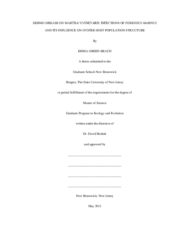 (PDF) Dermo disease on Martha's vineyard: Infections of Perkinsus ...