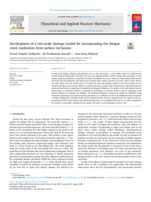 (PDF) Development of a two-scale damage model for incorporating the ...