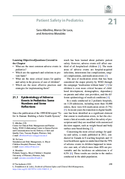 (PDF) Patient Safety in Pediatrics