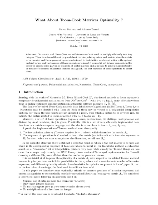 (PDF) What about Toom-Cook matrices optimality