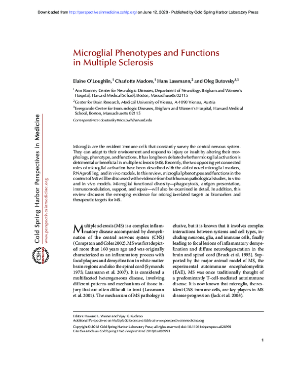 (PDF) Microglial Phenotypes and Functions in Multiple Sclerosis