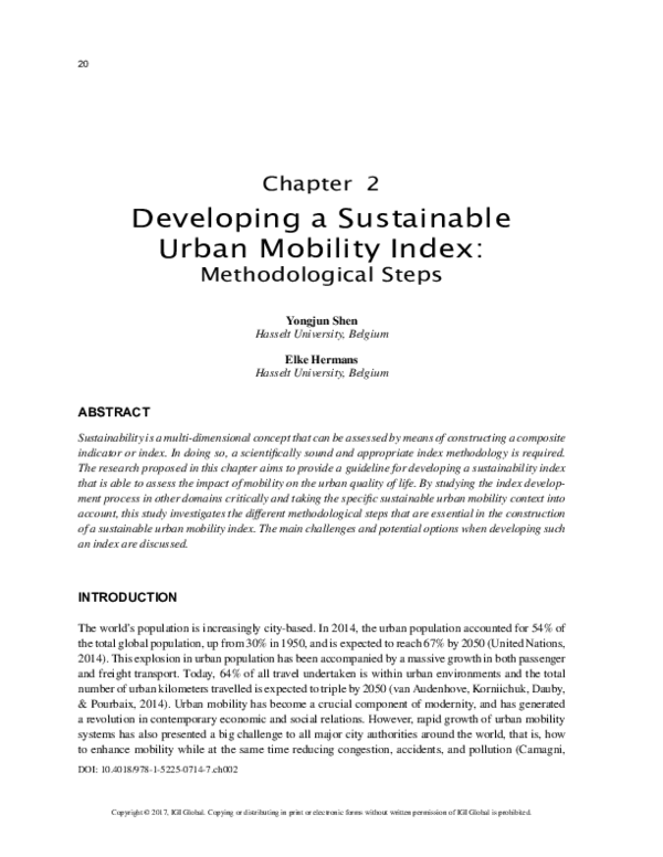 (PDF) Developing a Sustainable Urban Mobility Index