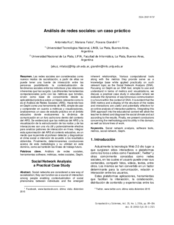 (PDF) Social Network Analysis: a Practical Case Study