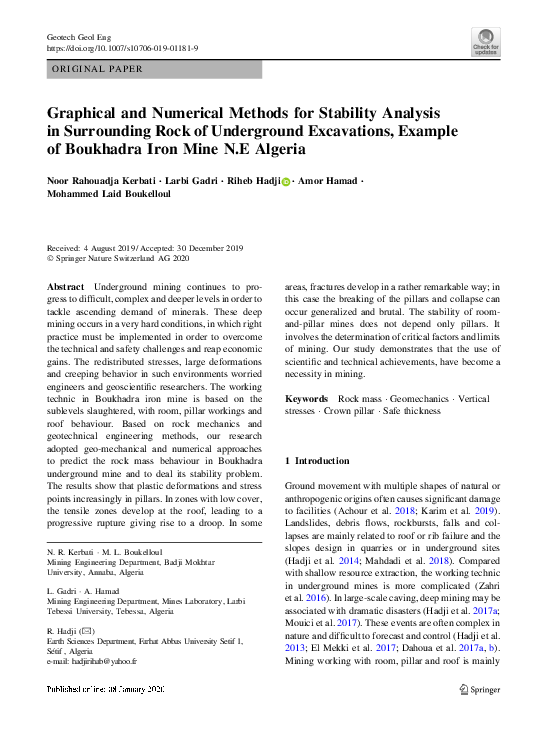(PDF) Graphical and Numerical Methods for Stability Analysis in Surrounding Rock of Underground ...
