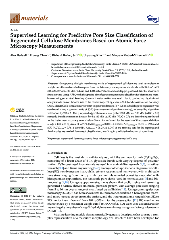 (PDF) Supervised Learning for Predictive Pore Size Classification of ...