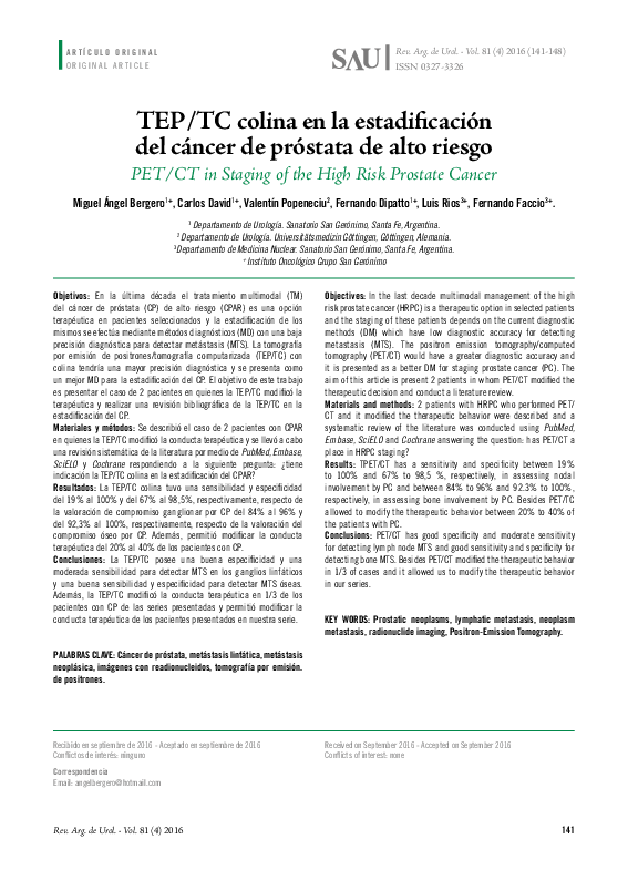 (PDF) TEP/TC colina en la estadificacióndel cáncer de próstata de alto ...