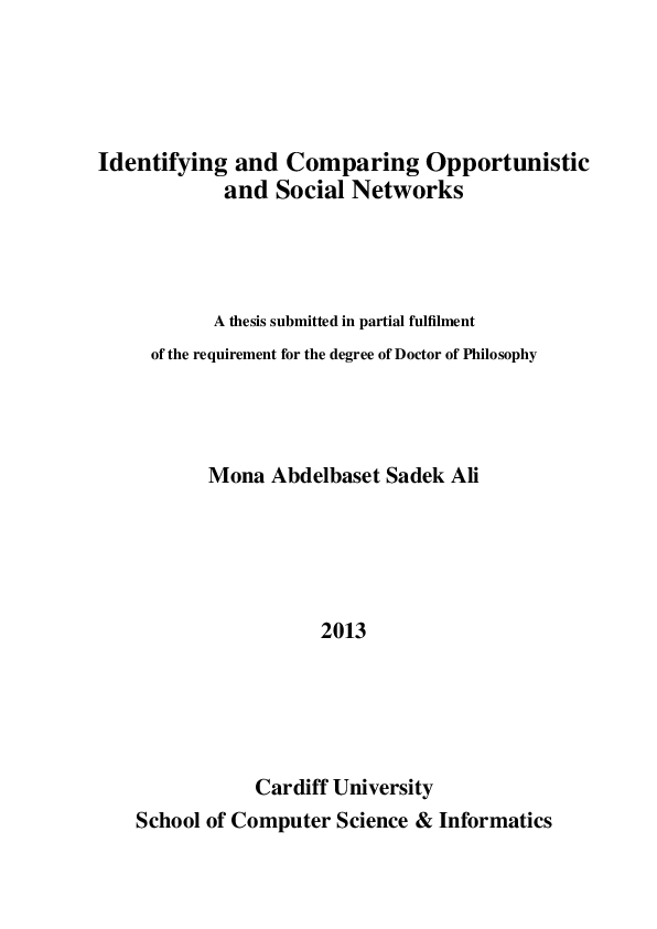 Pdf Identifying And Comparing Opportunistic And Social Networks