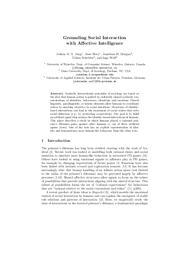 (PDF) Grounding Social Interaction with Affective Intelligence